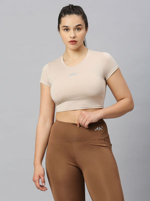 Buy AESTHETIC NATION Beige Eternal Crop Tops Online