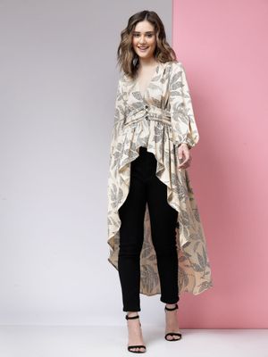 Buy KASSUALLY V Neck Printed Flare Shrug Online