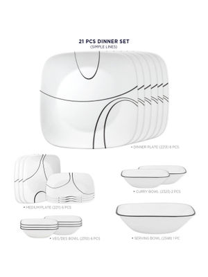 Buy Corelle Livingware Simple Lines Grey 21 Pcs Dinner Set Online