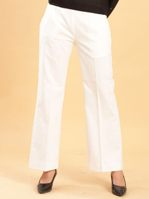 Buy BohoJazz Retro Modern Style White Linen Bell Bottom Trouser (XS) Online