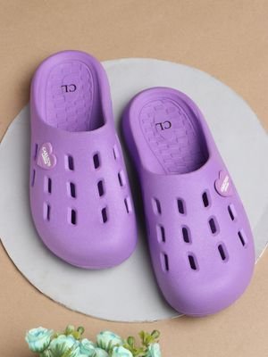 Buy Carlton London Solid Women Purple Clogs Online