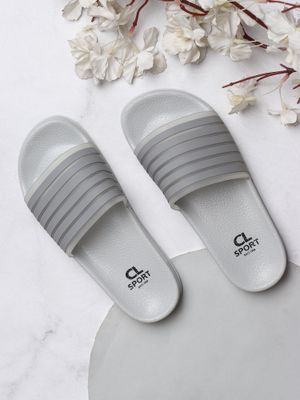 Buy Carlton London Textured Women Grey Sliders Online
