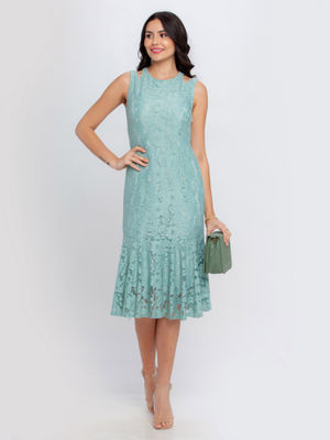 Buy Zink London Women's Green Detailing Midi Dress (L) Online