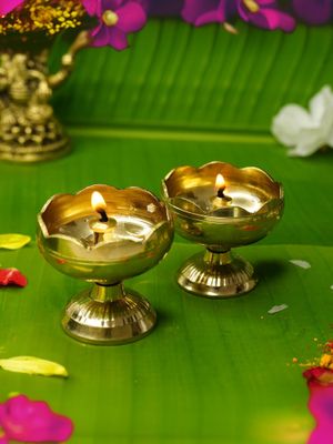 Buy Ekhasa 100% Pure Brass Diya for Puja Deepam Kundulu Pooja Diya Online