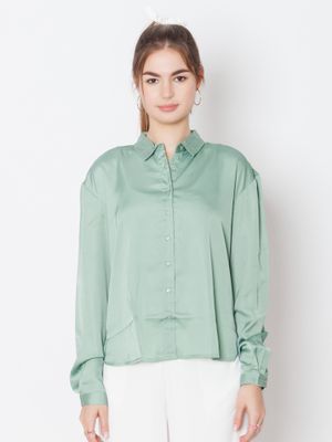 Buy Zink London Womens Green Solid Regular Fit Shirt (XS) Online