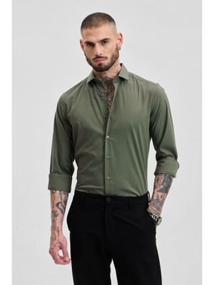 Buy Snitch Green Slim Fit Stretch Shirt (XS) Online