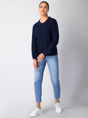 FabAlley sweater_women_westernwear : Buy FabAlley Navy Blue Straight ...