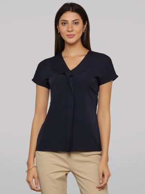 Buy FABLE STREET Navy Blue Flutter Panels Top Online