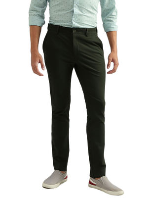 Buy United Colors of Benetton Men Olive Solid Slim Fit Casual Trouser ...