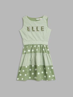 Buy Elle Kids Girls Olive Printed Dress Online