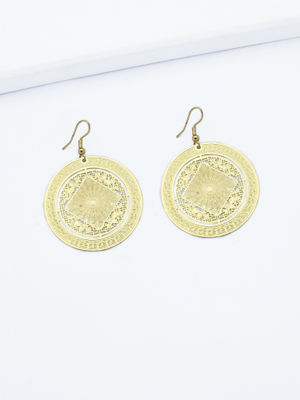 Buy Rhea Gold Disc Filigree Earrings Online