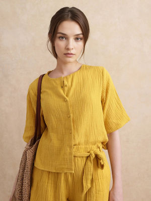 Buy RAREISM Jandren T Primary Mustard Relaxed Top (XXS) Online