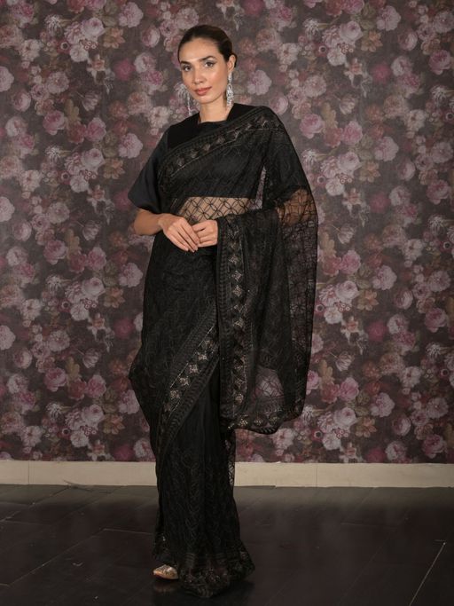 Buy Stylish Black Net Sarees Collection At Best Prices Online