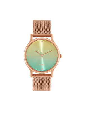 Buy Teal by CHUMBAK Rose Gold Ombre Green Metal Mesh Strap Watch (M) Online