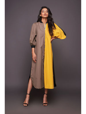 Buy Deepika Arora Yellow Long Shirtdress Online