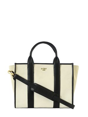 Buy Eske Vanilla Black Solid Leather Tote Bag for Women Online
