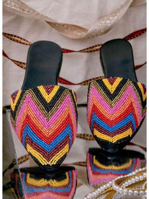 Buy NR BY NIDHI RATHI Embellished Pointed Toe Multi-Color Mules (EURO ...