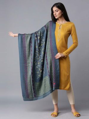 Buy W Blue Knitted Shal Online