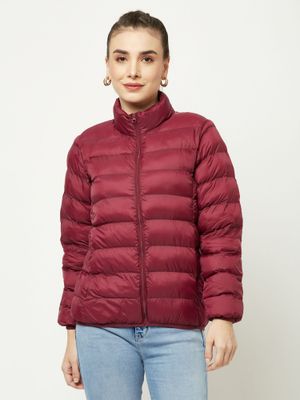 Buy CRIMSOUNE CLUB Women Maroon Puffer Jacket Online