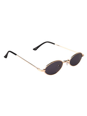 Buy Spiky Stylish Gold Frame Black Lense Oval Sunglasses Online