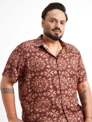 Buy HIGHLANDER Rust Floral Short Sleeves Shirt (2XL) Online