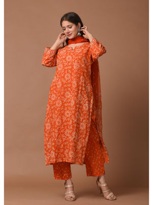 Buy DIMPLE DESIGN STUDIO Orange Dabu (Set of 3) Online