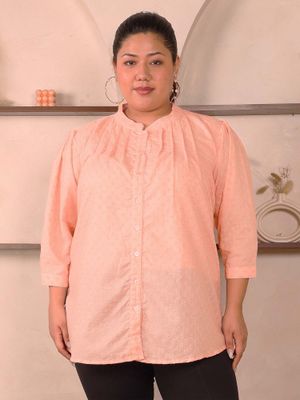 Buy Indietoga Plus Size Women Peach Embroidered Top (2XL) Online