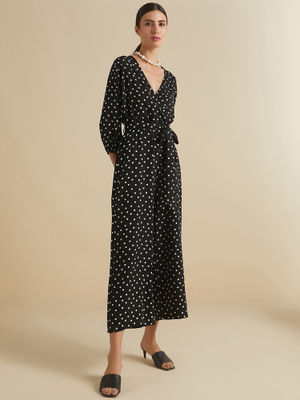 Femmella Jumpsuits : Buy Femmella Black And White Polka Printed Wrap ...