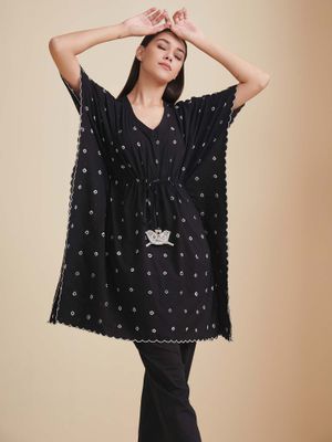 Femella Sets : Buy Femella Black Bandhej Cotton Kaftan (Set of 2 ...