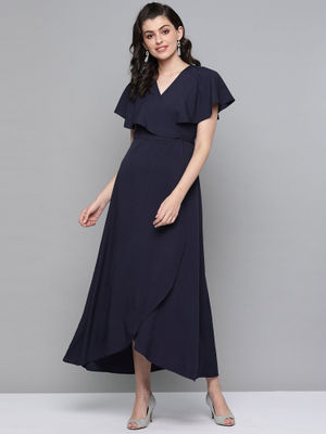 Femella Dresses : Buy Femella Navy Blue Cape Wrap Maxi Dress (M) Online ...
