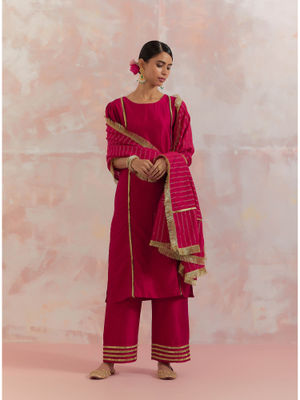 Buy The Indian Cause Red Rukbat Kurta (Set of 3) Online