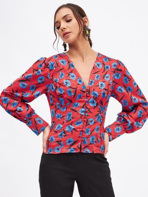 Buy Poppy Red Polyester Top For Women Online