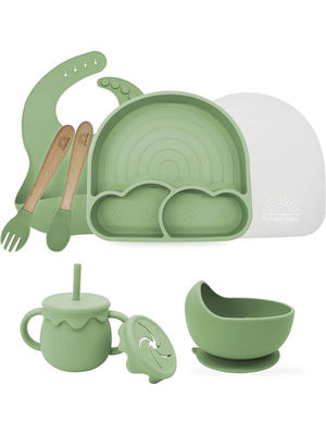 Buy MyneeMoe Colorful Arch Silicone Suction Feeding Olive (Set of 6) (S ...