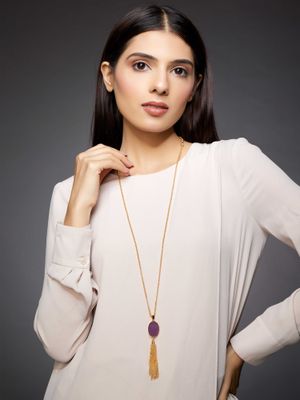 Buy Rhea Lush Lavender Druzy Tassel Necklace Online