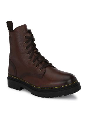 Buy Delize Brown Mild Solid Leathers Derby Boots Online