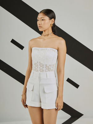 Buy The Dapper Lady Moonlight Sheer Corset - White Online