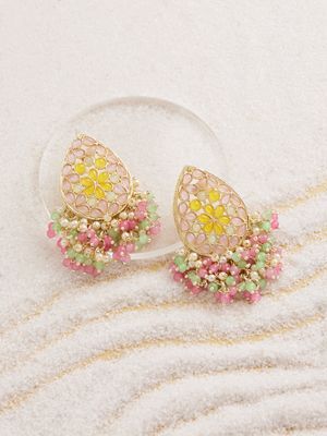 Buy Zaveri Pearls Multicolor Stones Embellished Clustered Beads Drop ...