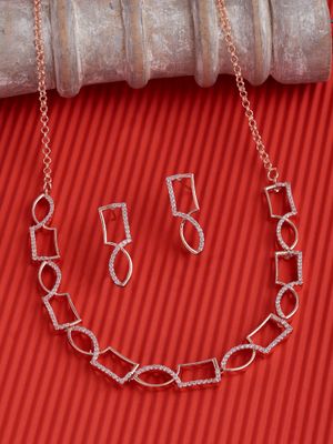 Buy Zaveri Pearls Rose Gold Party Bling Cubic Zirconia Necklace ...