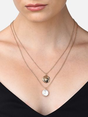 Buy Zaveri Pearls Gold Tone Contemporary 2 Layers Necklace & Stud ...