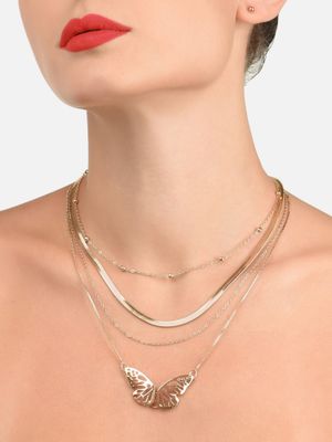 Buy Zaveri Pearls Gold Tone 4 layers Contemporary Butterfly Necklace ...