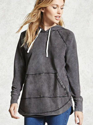 Forever 21 Sweatshirts : Buy Forever 21 Solid Contemporary Longline ...