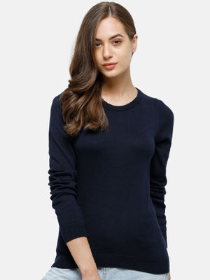 Buy 98 Degree North's Navy Blue Full Sleeves Sweater Online