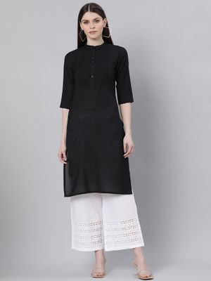 Buy Gerua Black Embroidered Kurta Online