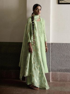 Ganga Fashions Salwar Suits and Sets : Buy Ganga Fashions Green Habutai ...