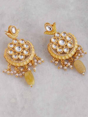 Buy ZeroKaata Mint Green Kundan And Meena Studded Brass Earring Online