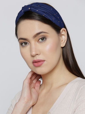 Buy Blueberry Golden Star Printed Blue Hair Band Online