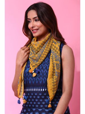 Buy Biba Mustard Art Silk Scarf Online