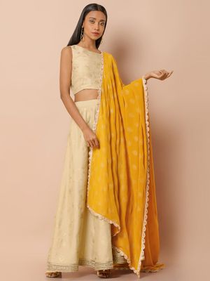 Buy INDYA Mustard Embellished Dupatta Online