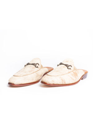 Buy Kavith Sainaani White Distressed Mules Online