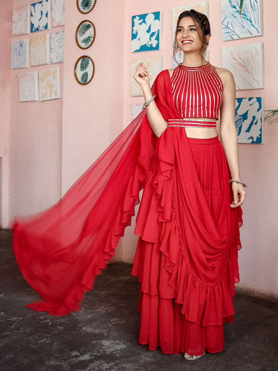 Shop Trendy Ruffled Sarees Online At Best Prices For A Stylish Look